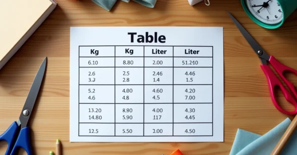 Simplifiez vos travaux manuels avec un tableau de conversion de kg en ...